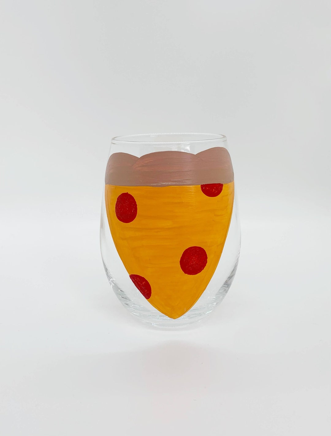 Hand-painted Pizza Stemless Wine Glass// Pizza Lovers Gifts ...
