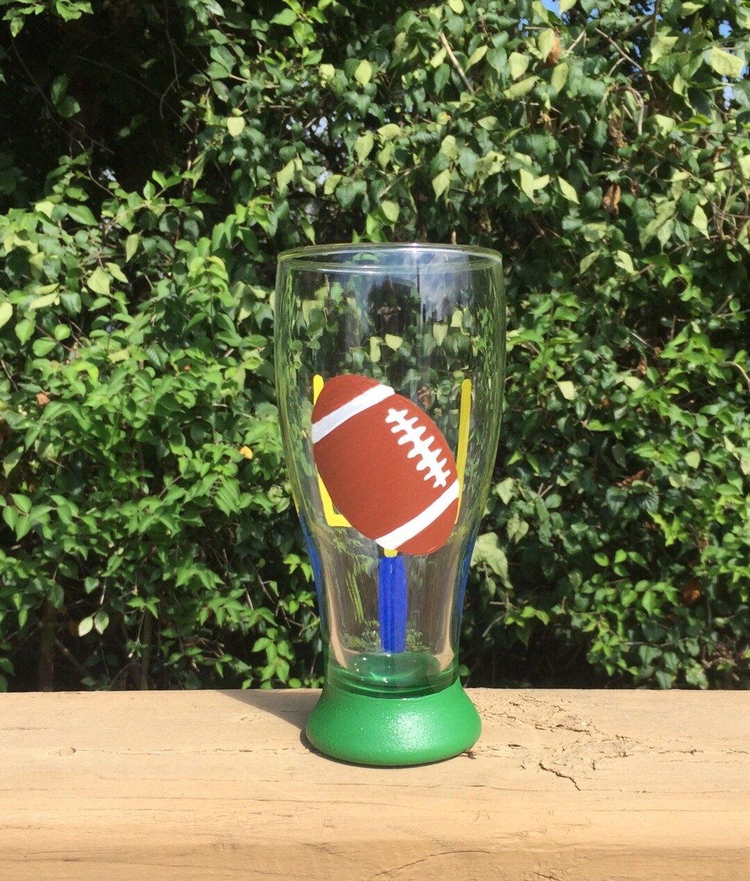 Football Beer Glass//father's Day Gift//gifts for Him//hand Painted - Etsy
