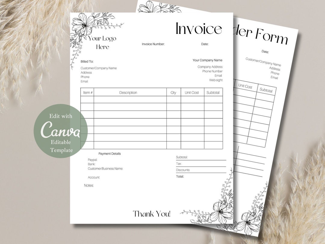 Invoice Template and Order Form. Customize Your Next Craft - Etsy