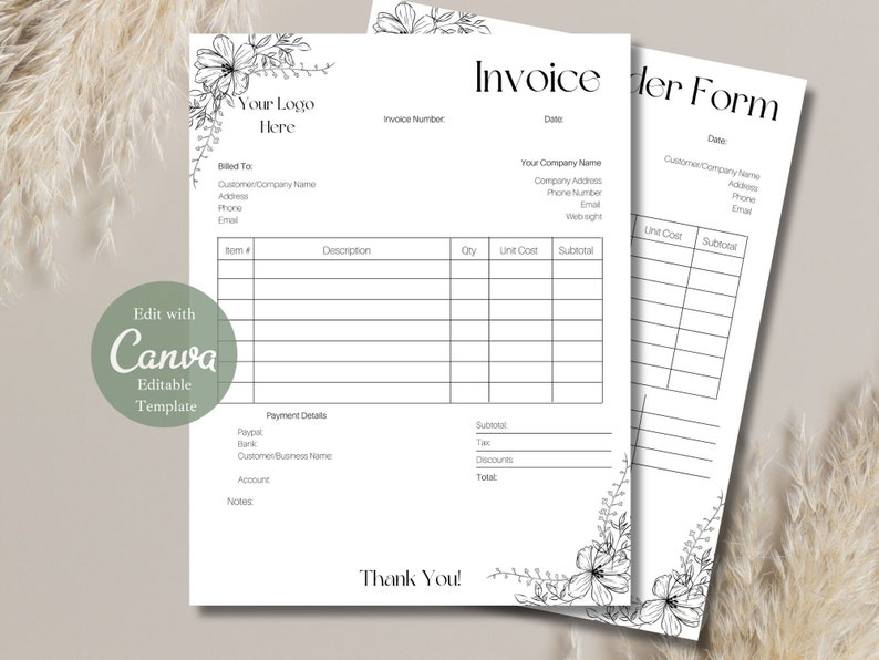 Invoice Template and Order Form. Customize Your Next Craft - Etsy