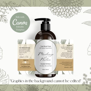 Ginkgo Leaf Large Bottle Label Templates Lotion Bottle - Etsy