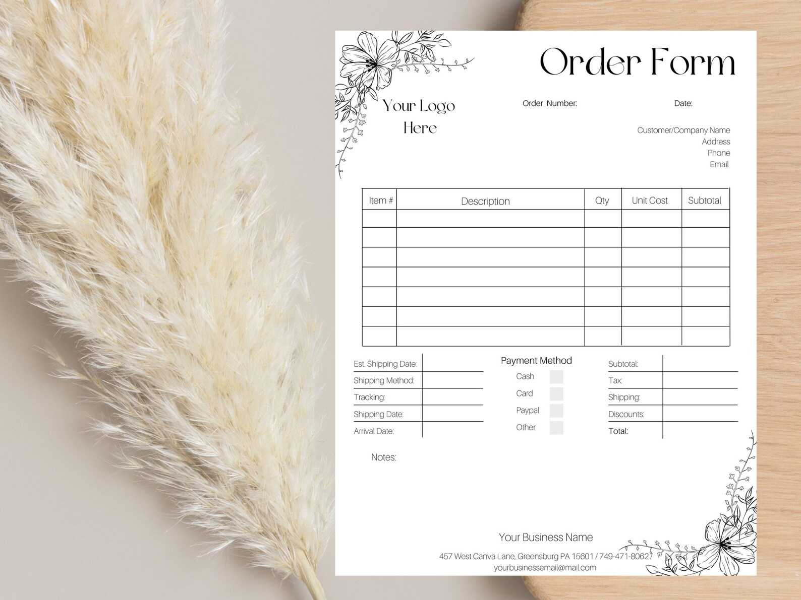 Invoice Template and Order Form. Customize Your Next Craft - Etsy