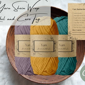Printable Floral Yarn Skein Wrap Label Template, Yarn Care Tag, Hand ...