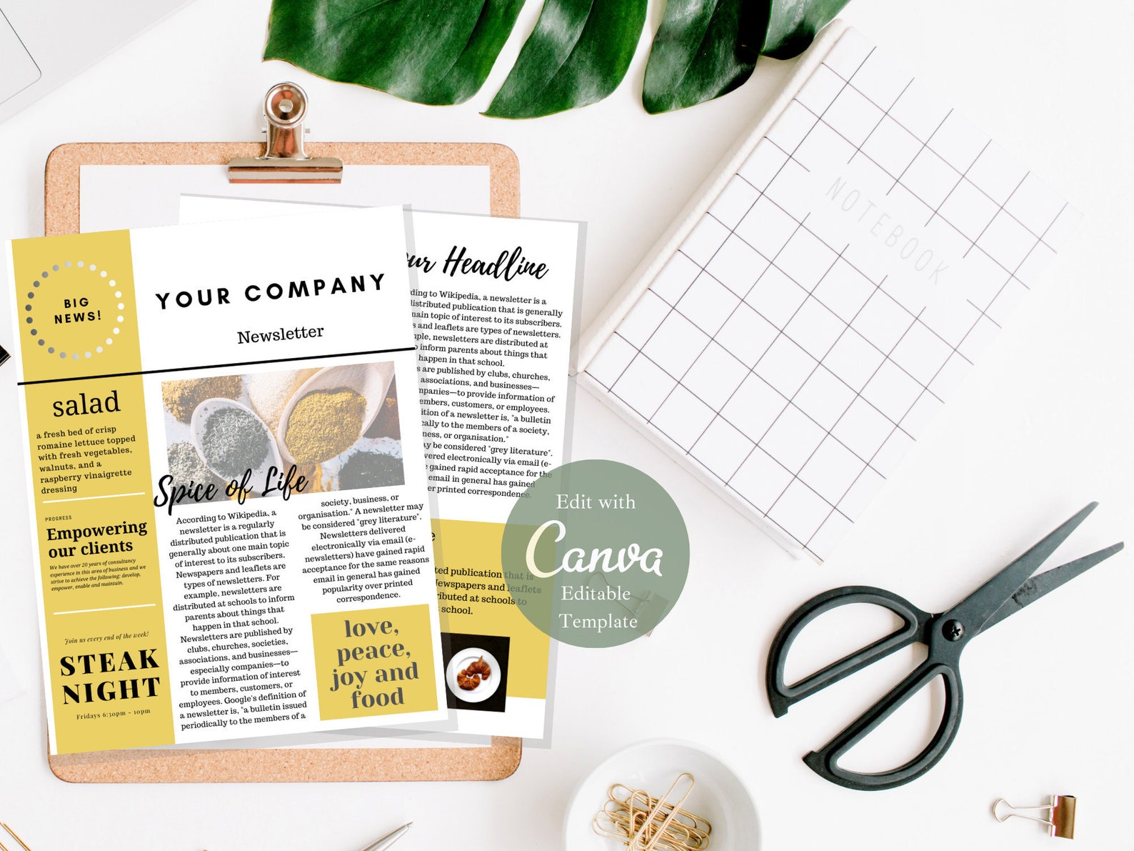 DIY Newsletter Template Fully Editable Email Marketing Small Business ...