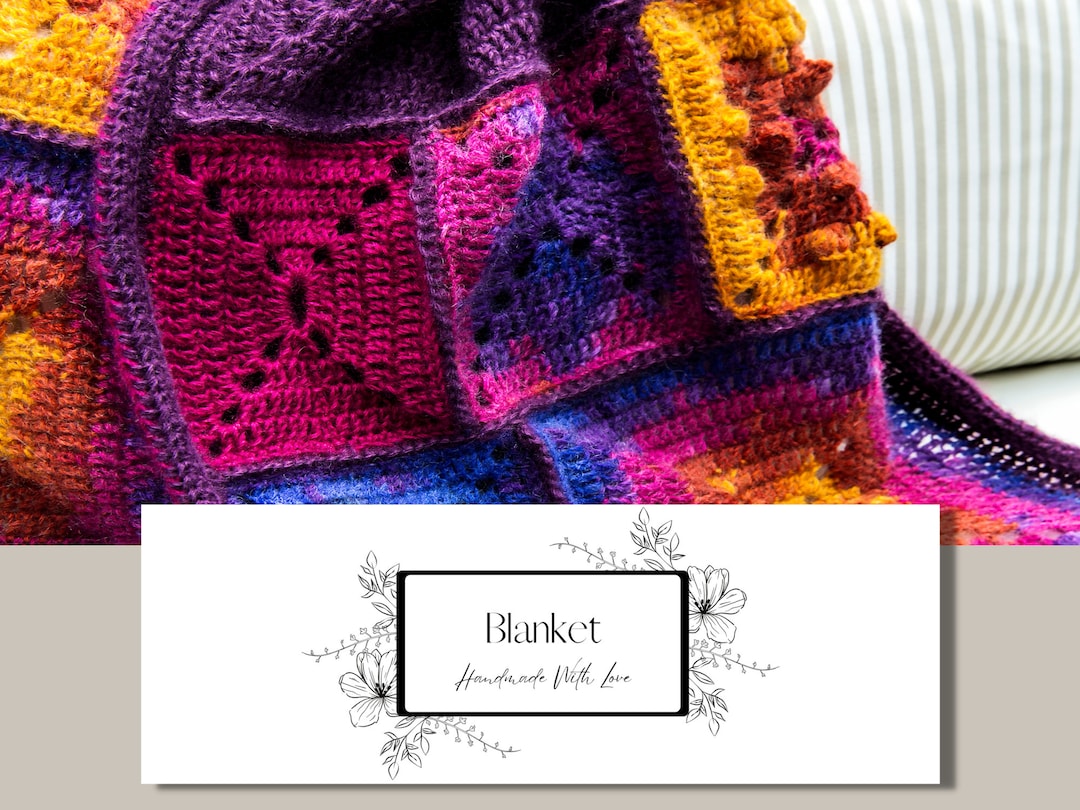 Printable Floral Blanket Wrap Label Template, Fiber Care Tag, Label ...