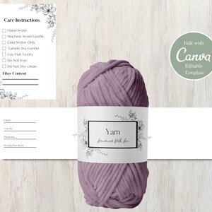 Printable Floral Yarn Skein Wrap Label Template, Yarn Care Tag, Hand ...