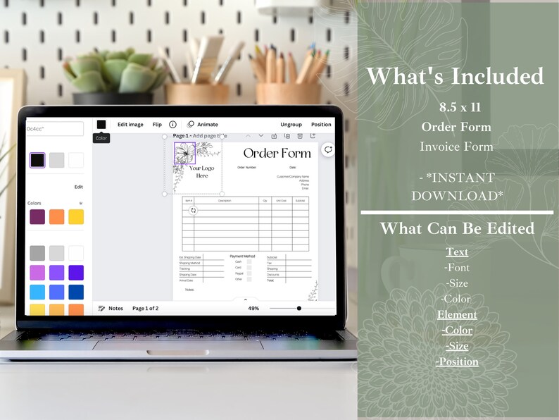 Invoice Template and Order Form. Customize Your Next Craft - Etsy
