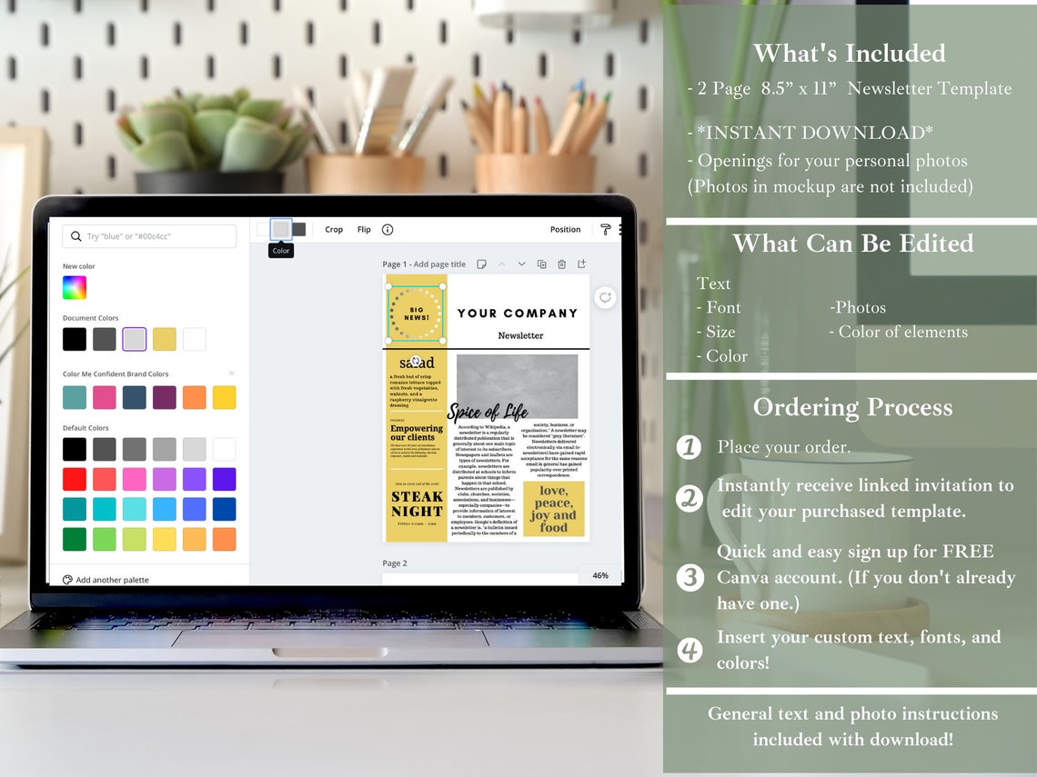 DIY Newsletter Template Fully Editable Email Marketing Small Business ...