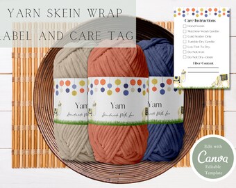 Printable Floral Yarn Skein Wrap Label Template, Yarn Care Tag, Hand ...