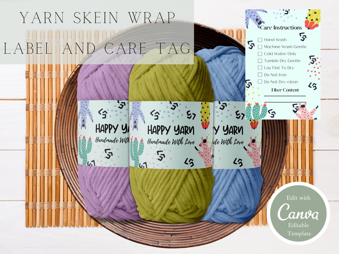 Printable Fun Llama Yarn Skein Wrap Label Template, Yarn Care Tag, Hand ...