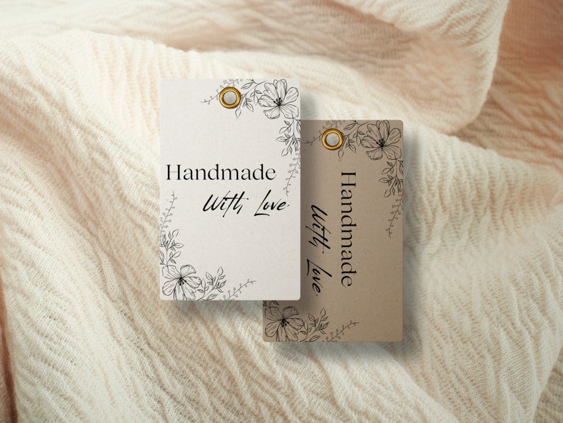 Printable Floral Handmade With Love Hang Tag Template, Care Instruction ...