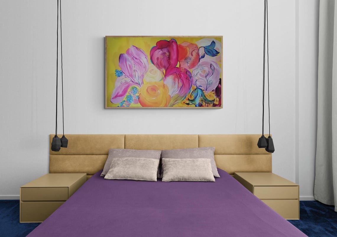 Spring Flower Painting on Silk Tulips and Spring Flowers Original ...