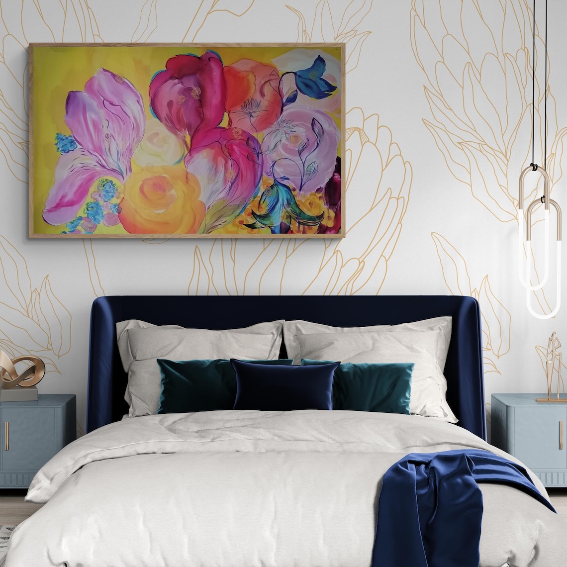 Spring Flower Painting on Silk Tulips and Spring Flowers Original ...