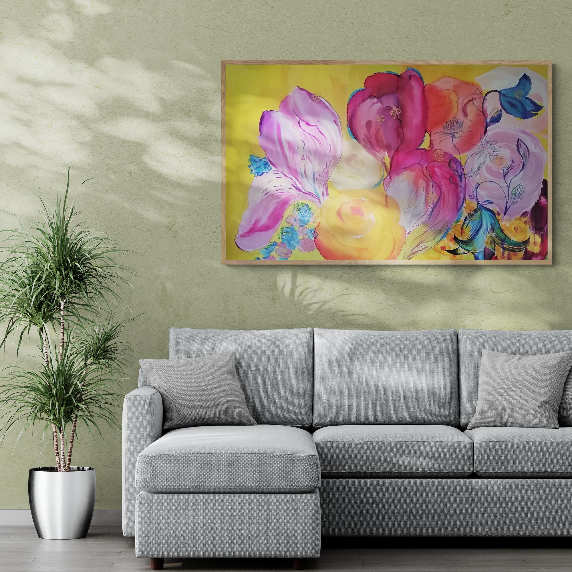 Spring Flower Painting on Silk Tulips and Spring Flowers Original ...
