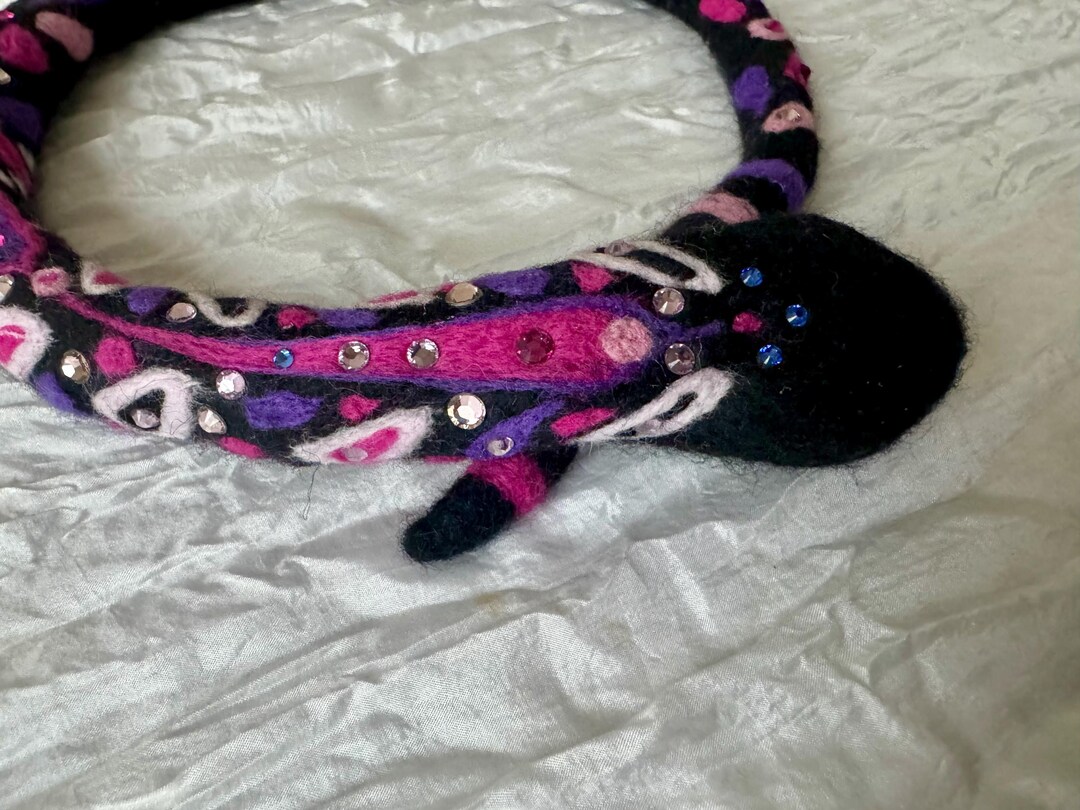 Needle Felted Snake Necklace Sculpture Felted Wool Luxury Gift Jewelry ...