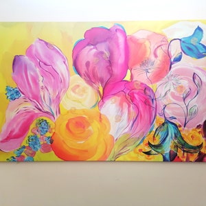 Spring Flower Painting on Silk Tulips and Spring Flowers Original ...