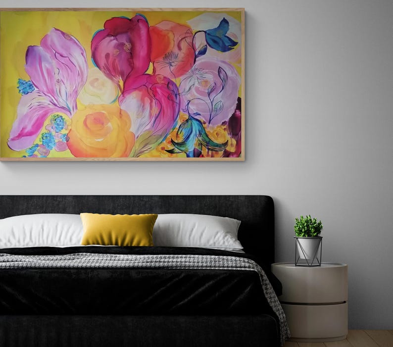Spring Flower Painting on Silk Tulips and Spring Flowers Original ...