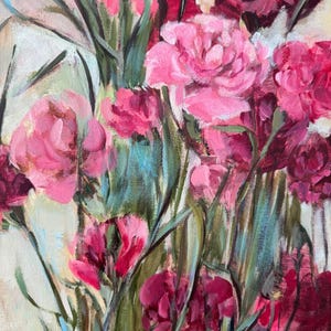 Carnations Flowers Painting Original Acrylic Painting on Canvas Small ...
