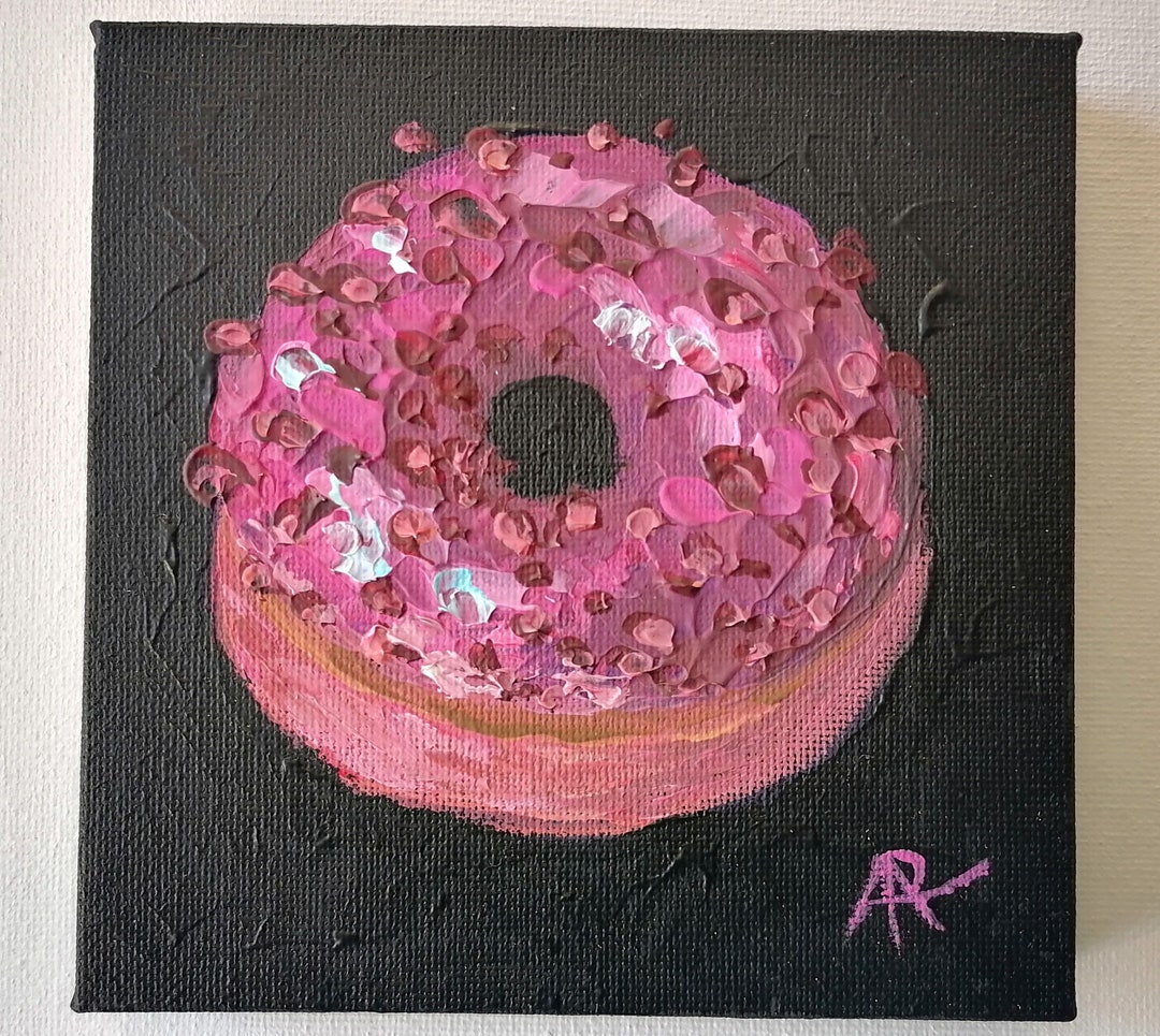Donut Painting Original Acrylic Painting Raspberry Donut Food Still ...