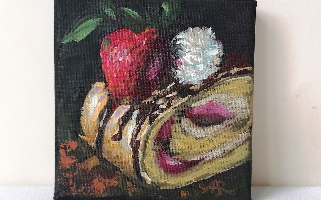 Cake Painting Dessert Cake Art Food Still Life Painting Acrylic ...