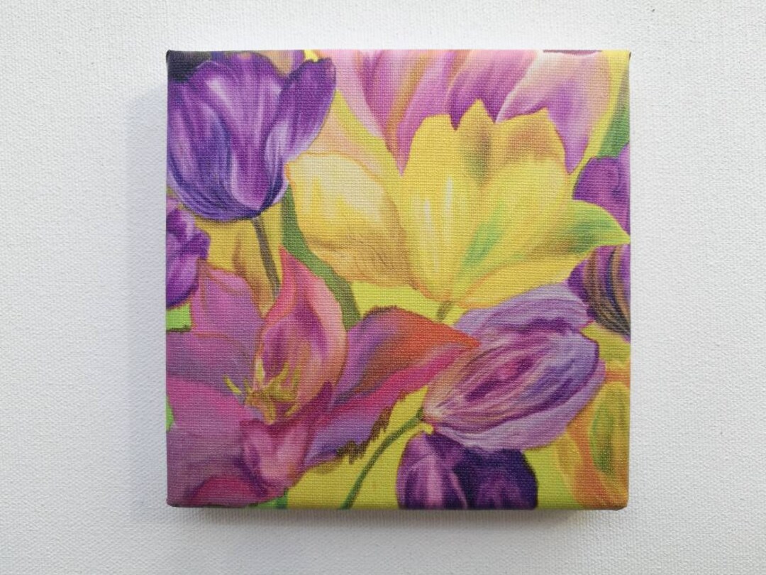 Small Flower Print Tulips Canvas Print Flower Painting Tiny Canvas ...