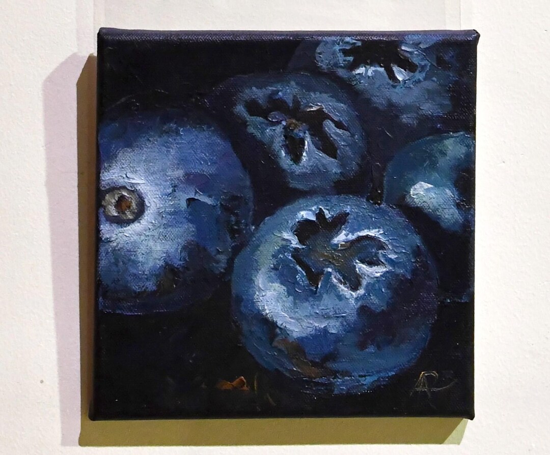 Blueberry Painting Original Acrylic Art Food Painting Still Life Small ...