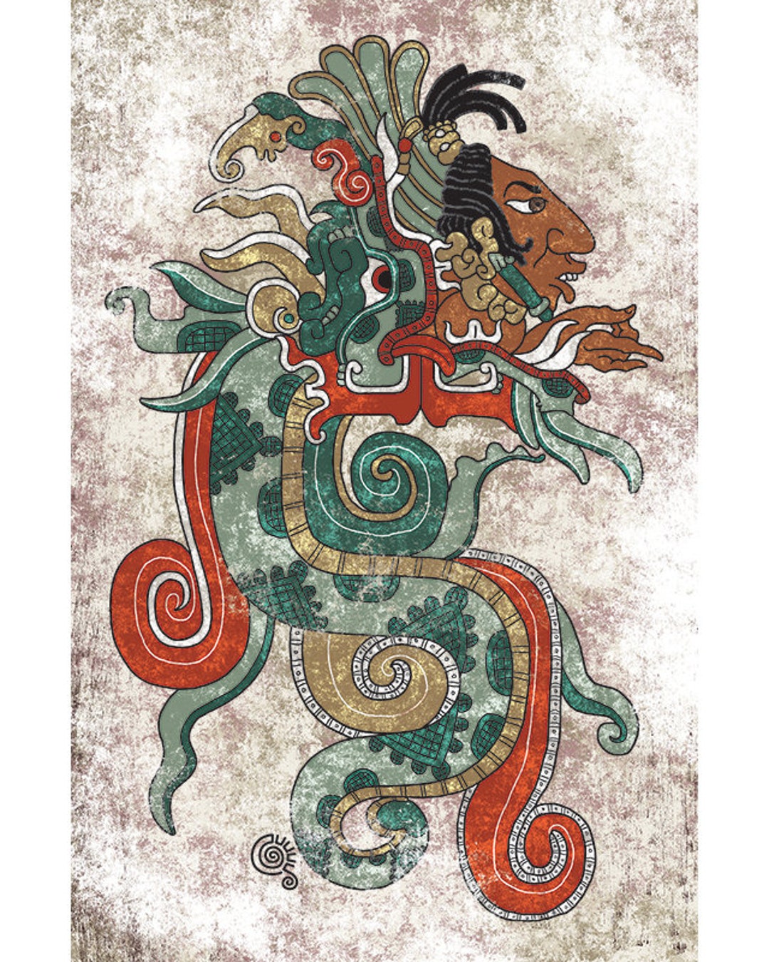 Kukulkan Art Print 11 X 17 Aztec Maya Serpent - Etsy