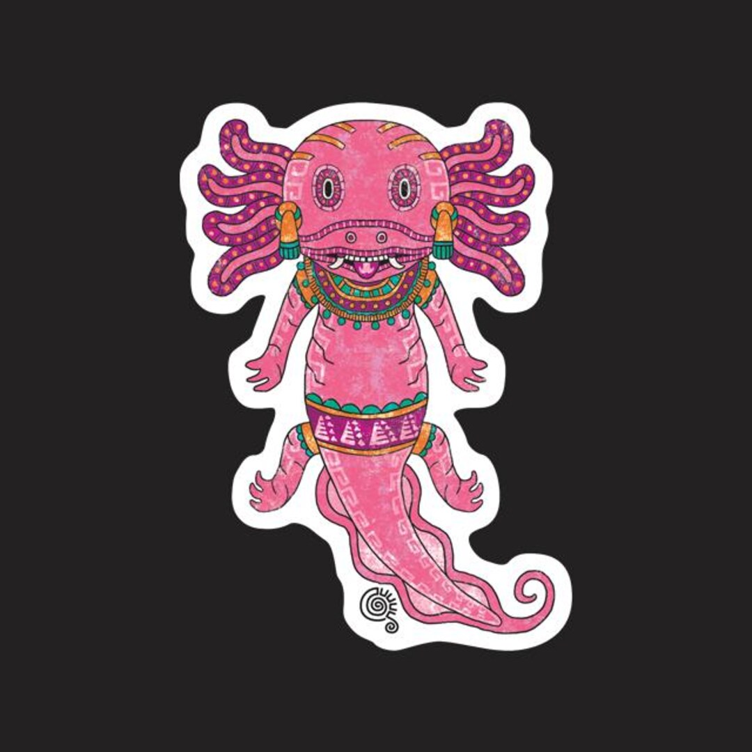 Pink Axolotl Vinyl Sticker: Aztec Mexica Ajolote - Etsy