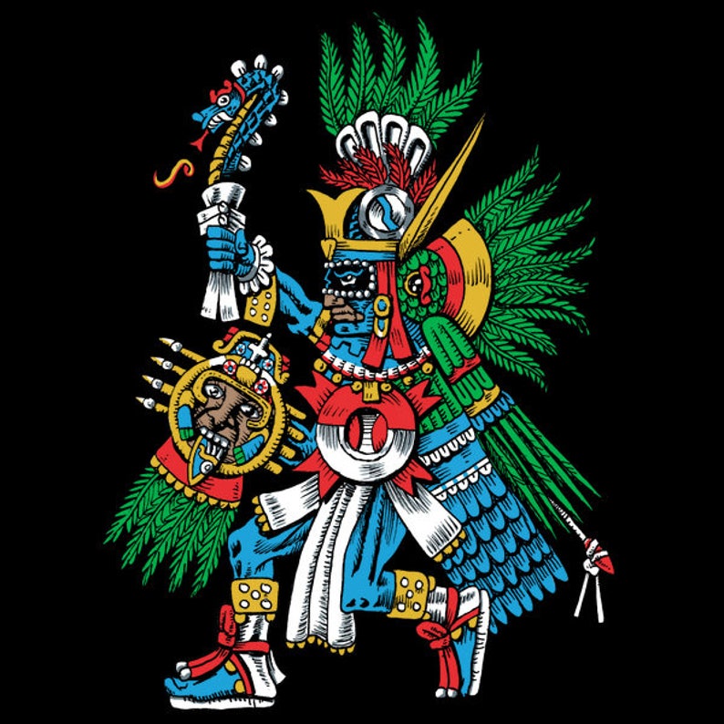 Huitzilopochtli T-shirt, Aztec God, Mexica Spirit, Sun, Hummingbird - Etsy