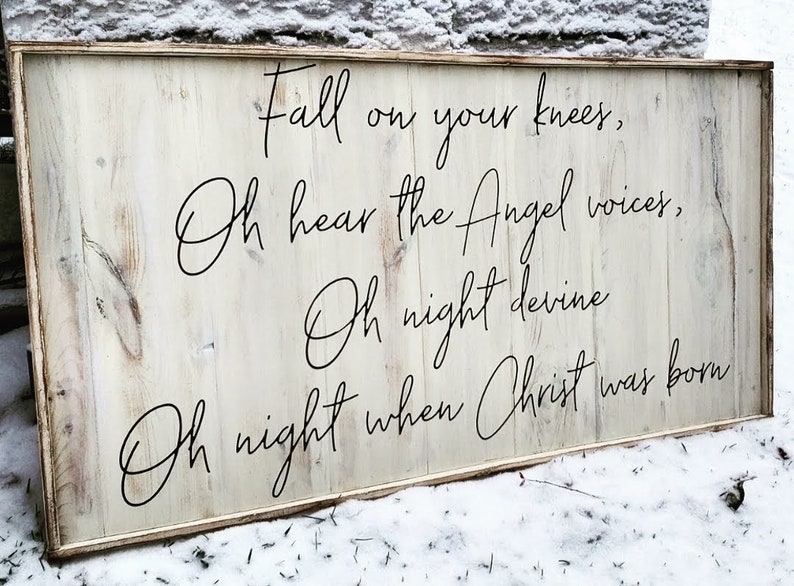 O Holy Night. Vintage Inspired Quote Framed Wood Christmas | Etsy