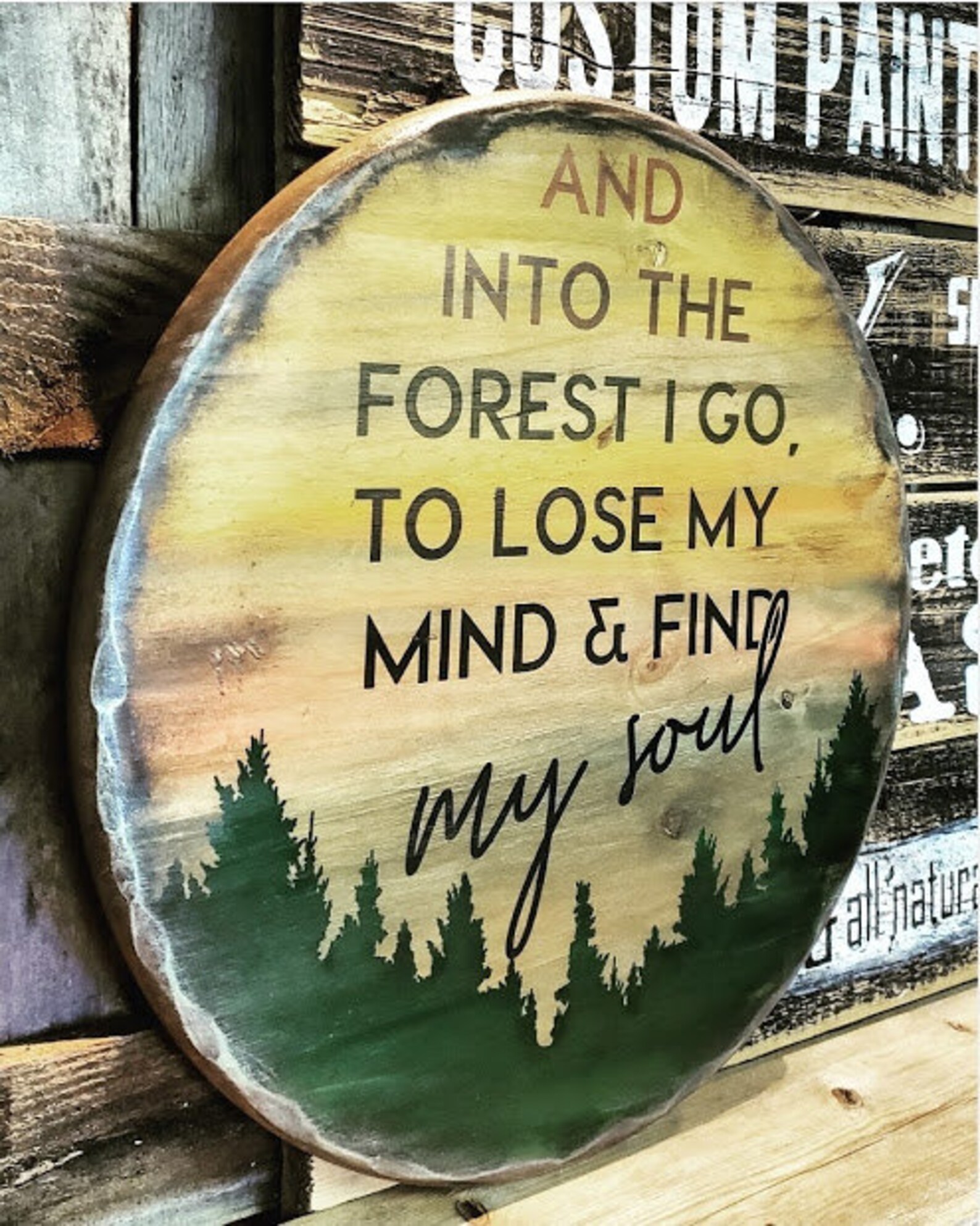Custom Boho Quote Round. Into the Forest or Custom Quotation. - Etsy