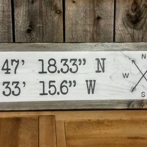 Custom Wood Geo Location Coordinate Sign. Rustic Farmhouse Style. - Etsy