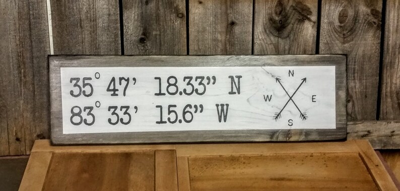 Custom Wood Geo Location Coordinate Sign. Rustic Farmhouse - Etsy