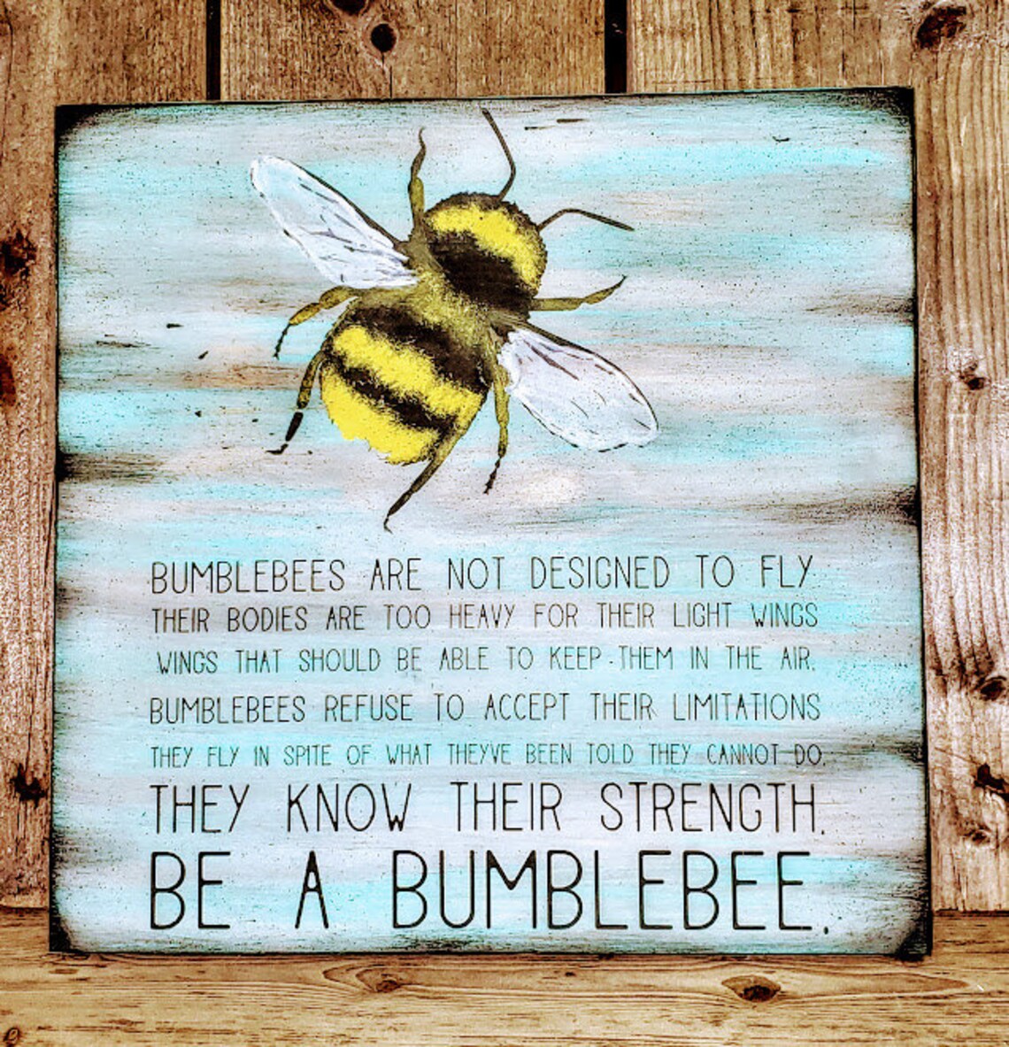 Be a Bumblebee Inspirational Wood Wall Art. Vintage Inspired - Etsy