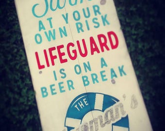 Lifeguard on Break Sign - Etsy