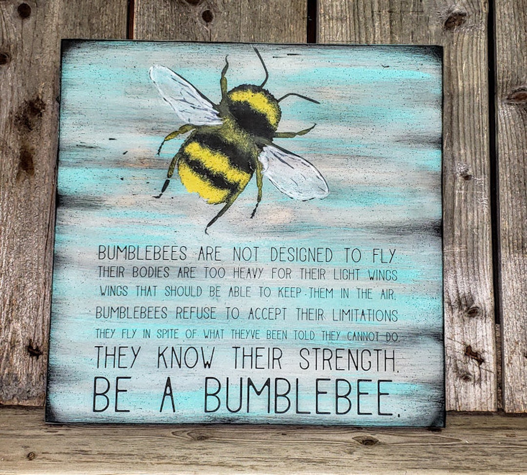 Be a Bumblebee Inspirational Wood Wall Art. Vintage Inspired Wood Wall ...