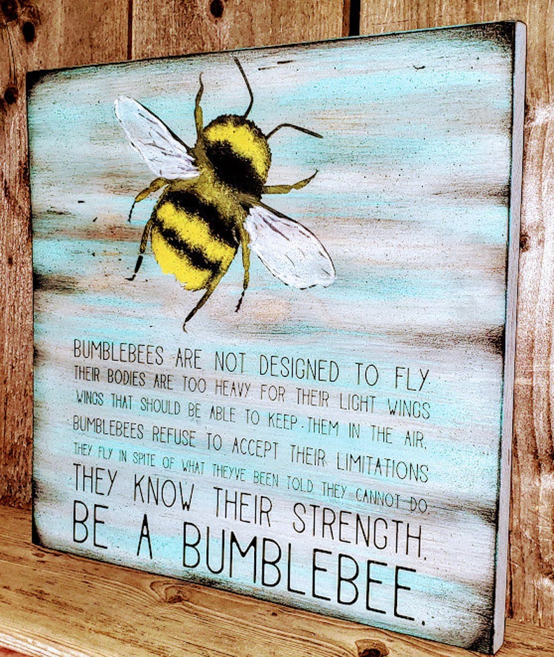 Be a Bumblebee Inspirational Wood Wall Art. Vintage Inspired - Etsy
