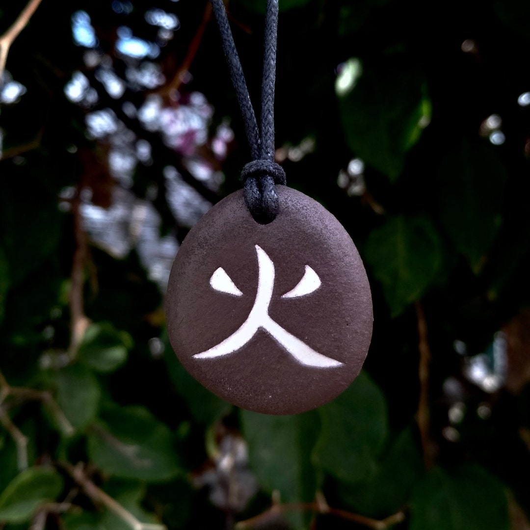 Japanese Fire Kanji Necklace, Anime Cosplay Necklace, Manga Otaku Gift ...