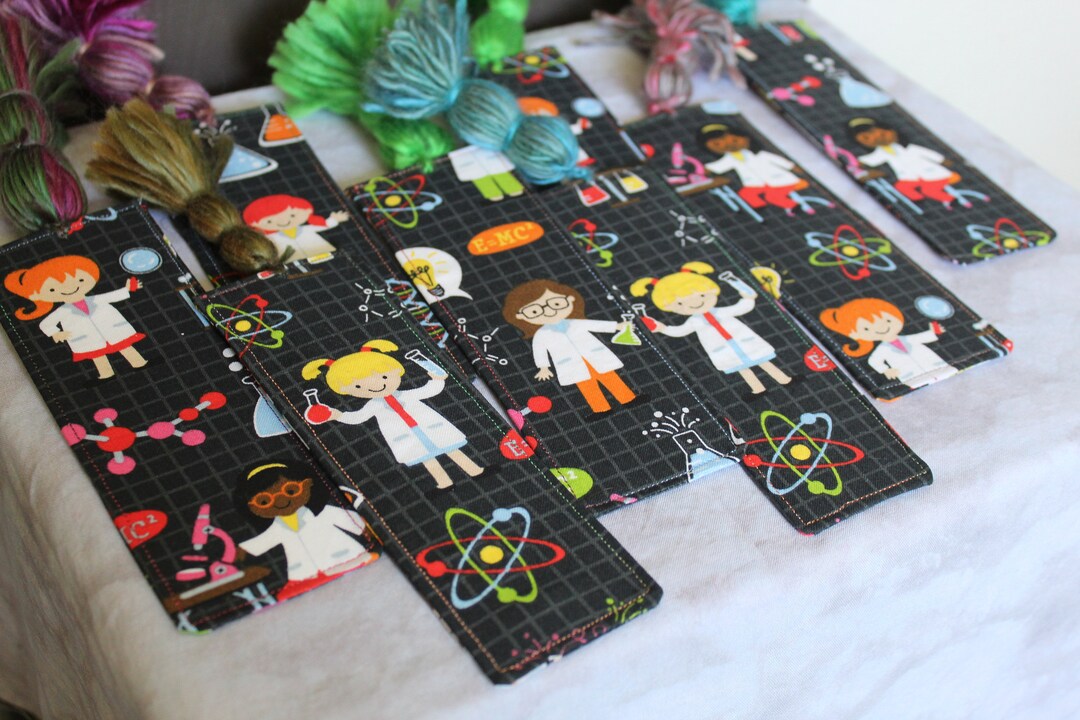 Handmade Fabric Girls of Science Bookmarks With Yarn Tassels - Etsy
