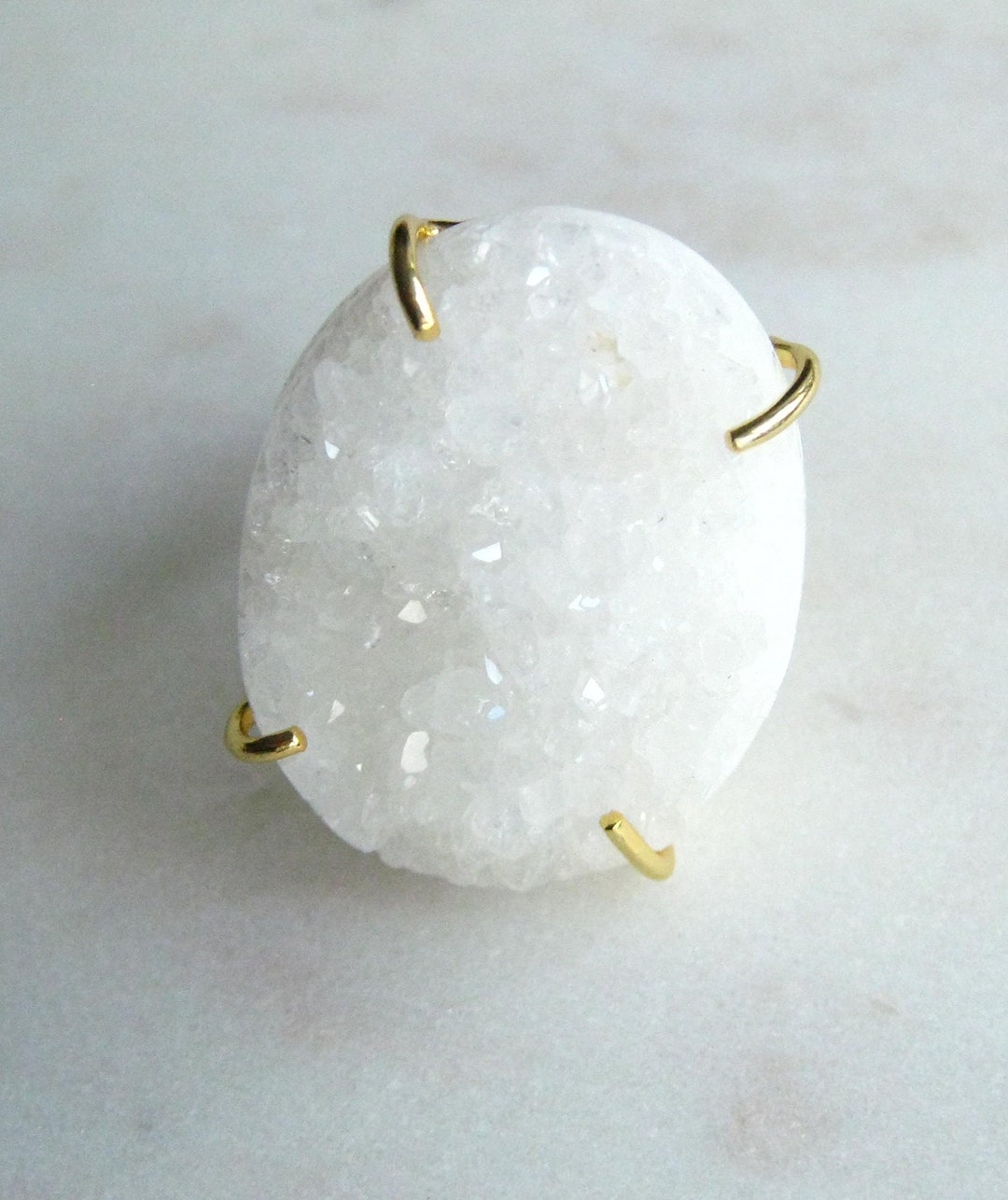 White Sugar Druzy Agate Ring Boho Chic Ring Geode Rings - Etsy