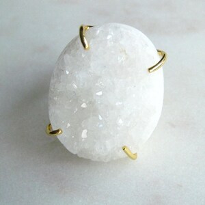 White Sugar Druzy Agate Ring Boho Chic Ring Geode Rings - Etsy