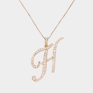 Rhinestone Initial Necklace - Letter H - Initial Pendant Necklace, Boho ...