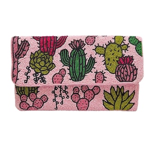 Cactus and Succulents Beaded Bag Crossbody Bag, Seed Bead Purse, Clutch ...