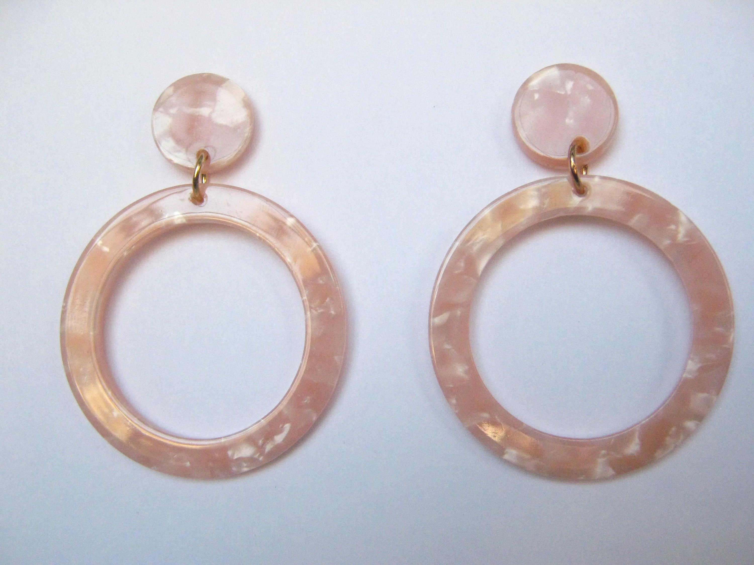 Pink Tortoiseshell Earrings Circle Drop Statement Earrings - Etsy
