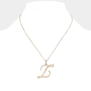Rhinestone Initial Necklace - Letter L - Initial Pendant Necklace, Boho ...