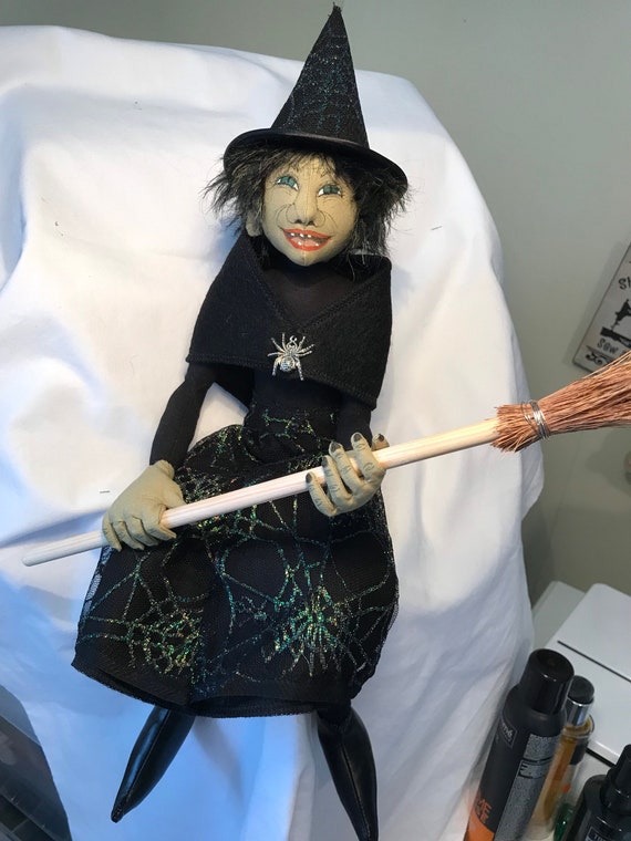 Ooak Witch Dolls Witch OOAK Polymer Clay Witch 9 Inches Tall, Hand