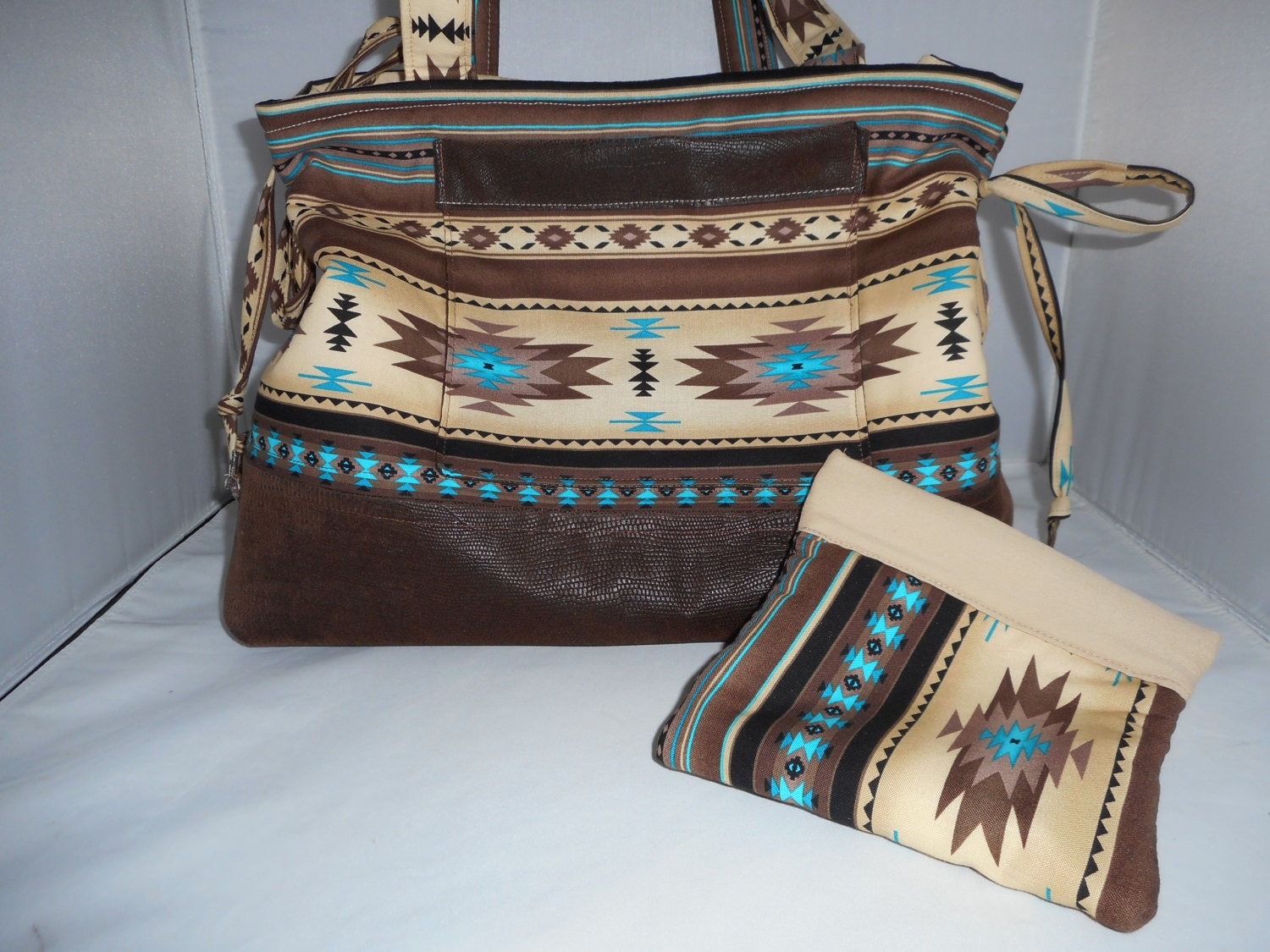 Southwest Aztec Design Shoulder Bag Cotton and Faux Leather - Etsy