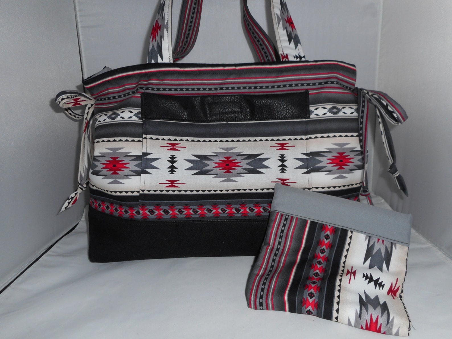 Southwest Aztec design shoulder bag cotton and faux leather | Etsy