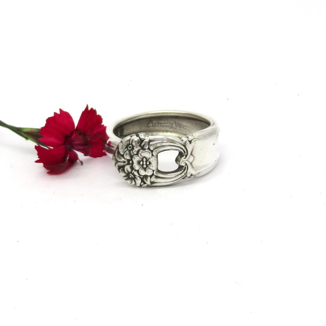 Narrow Silver Spoon Ring, Eternally Yours Silver Spoon Ring, Romantic Anniversary Spoon Ring ...