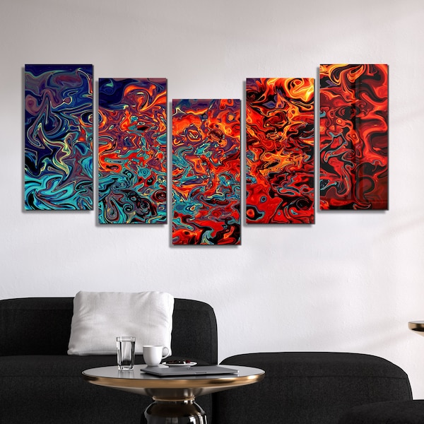 Blue Red Wall Decor - Etsy